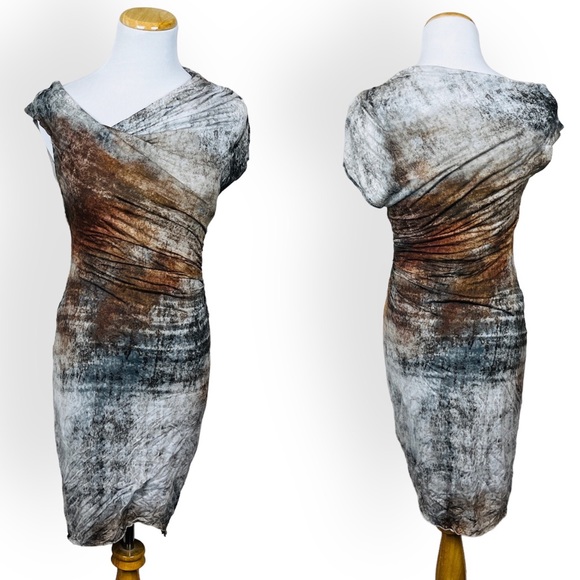 Helmut Lang | Dresses | Helmut Lang X Intermix Gray Marble Asymmetrical Jersey Bodycon Dress ...